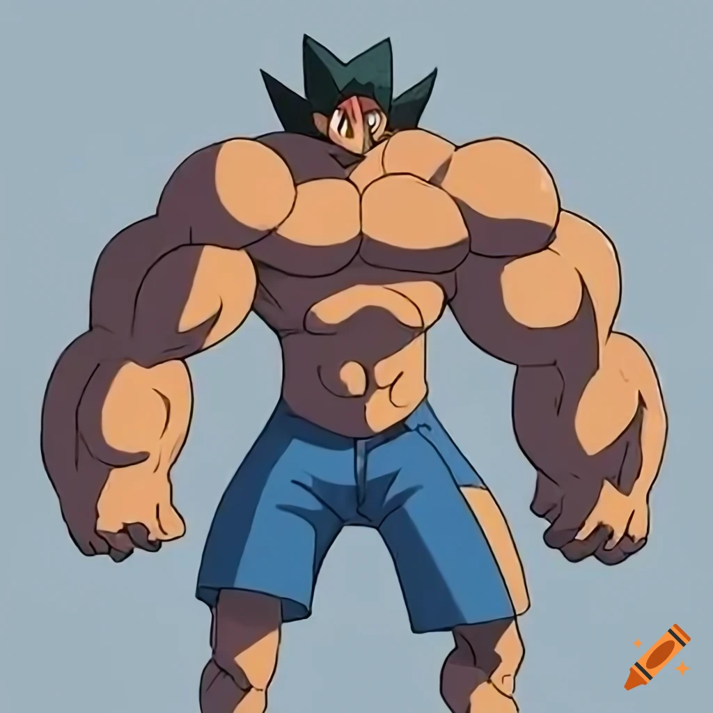 Ash ketchum in muscular form, official pokémon art by ken sugimori on ...