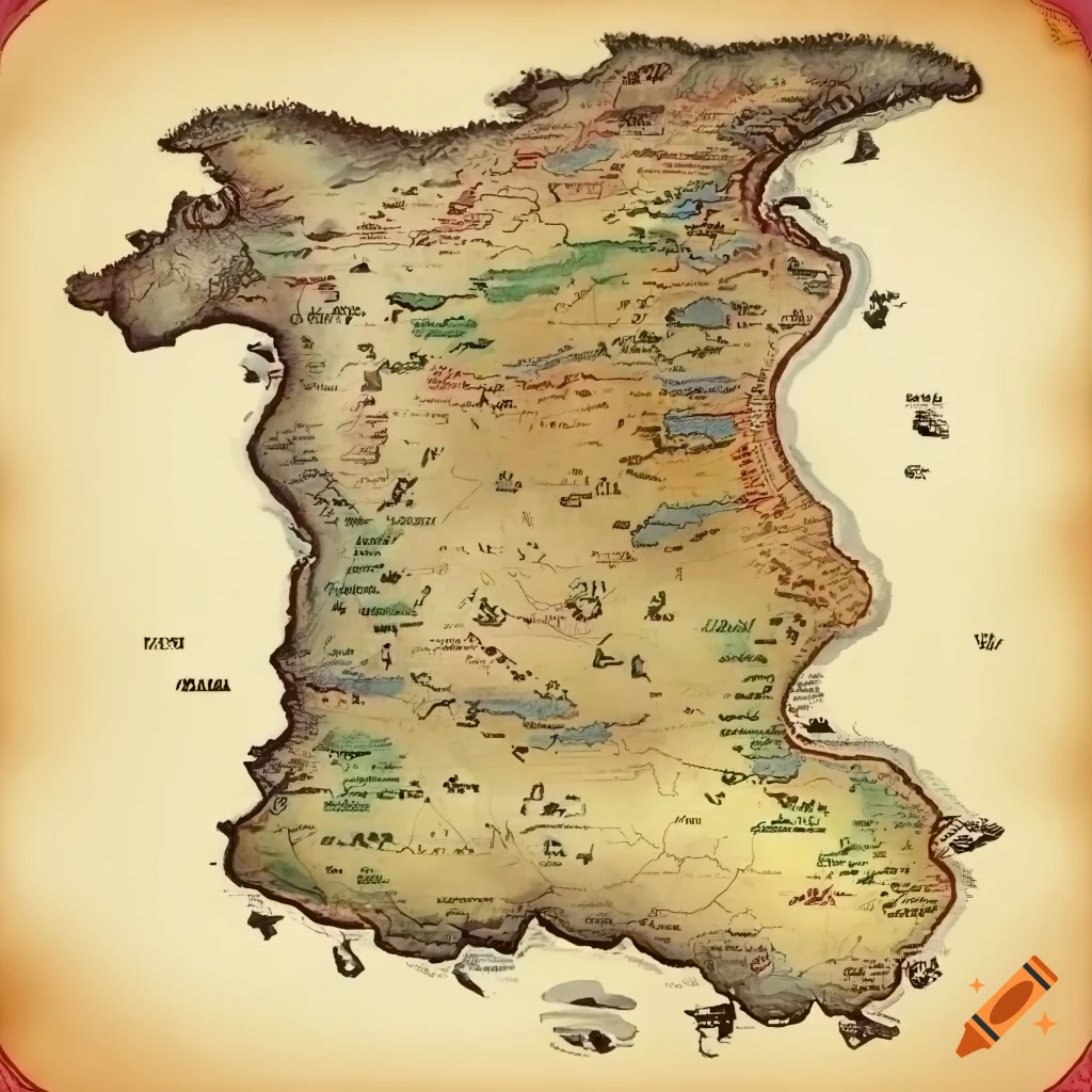 Old hand-drawn map on Craiyon