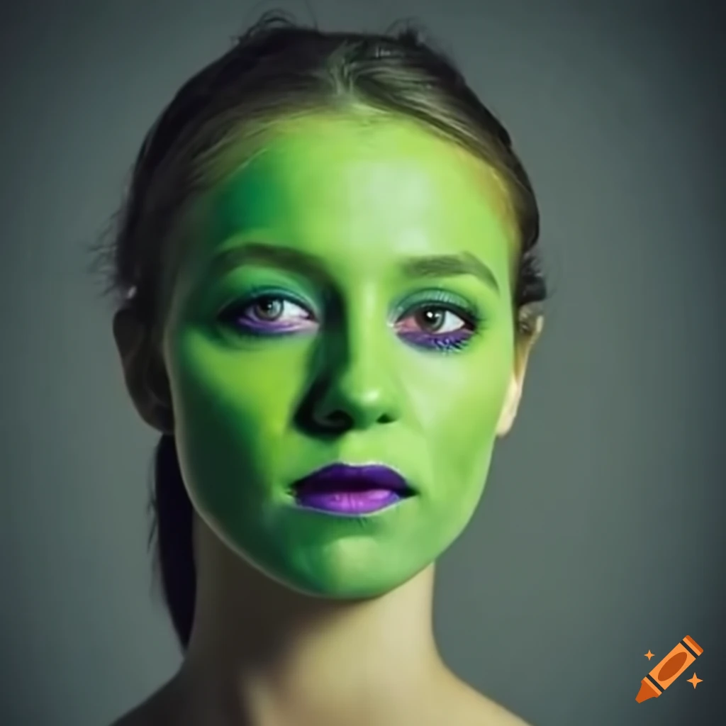 Catherine murphy portraying 'the mask' with green face paint on Craiyon