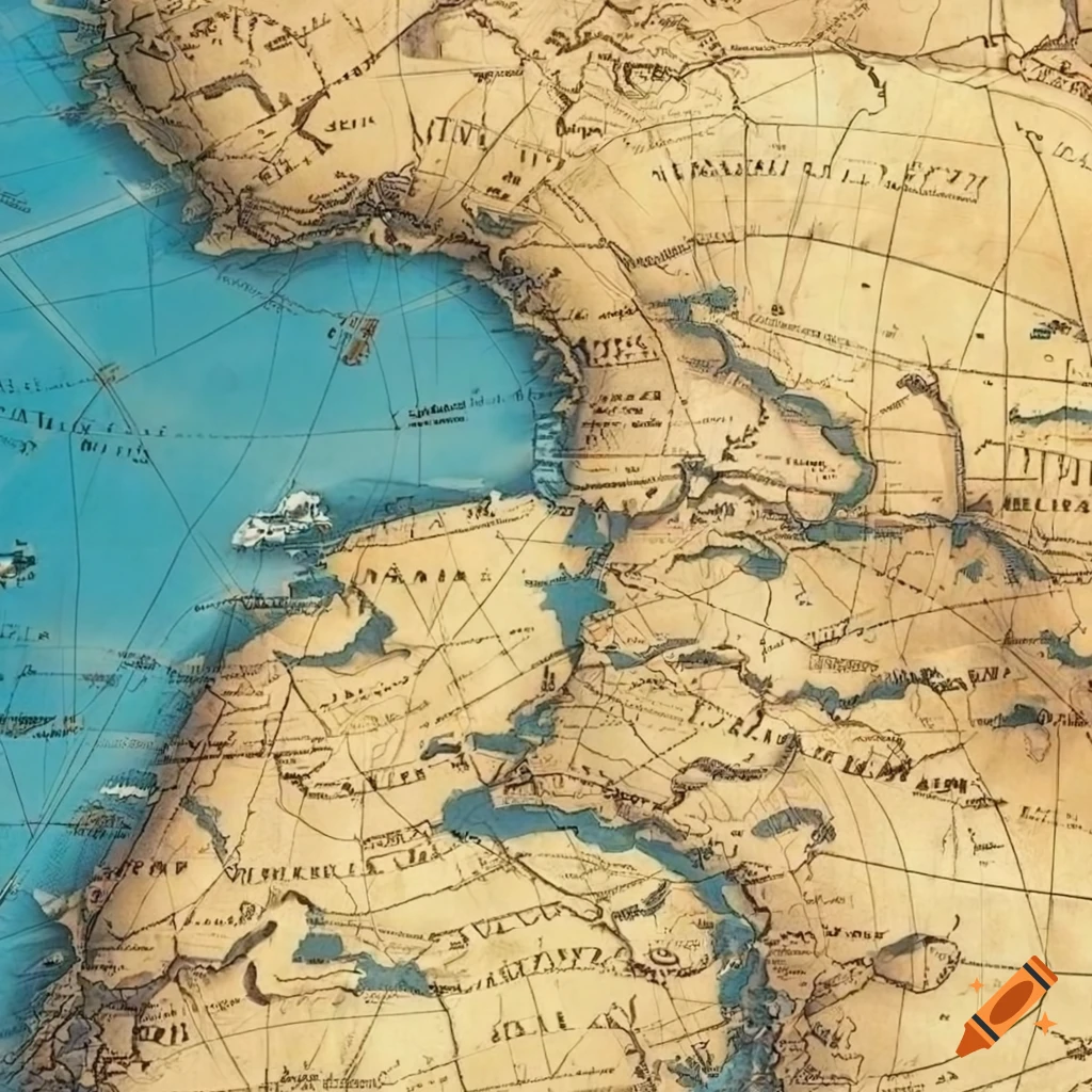 Old fashioned map design showing large archipelagos and small ...