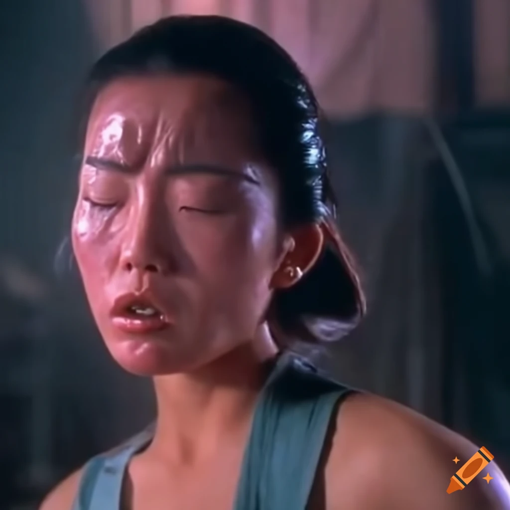 Bruised Asian Woman Martial Arts Fighter In An Action Scene On Craiyon