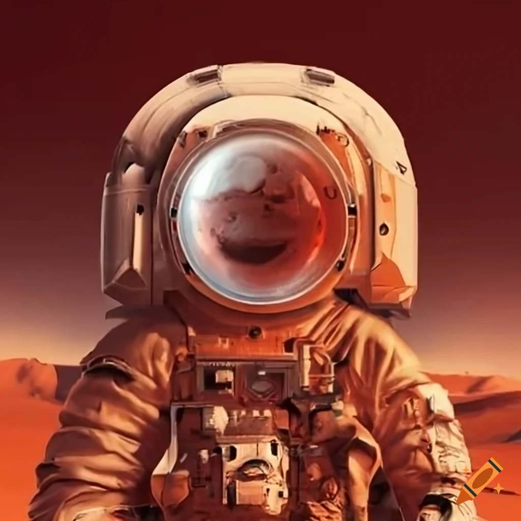 Canadians on mars, the first ones there, in a red landscape on Craiyon