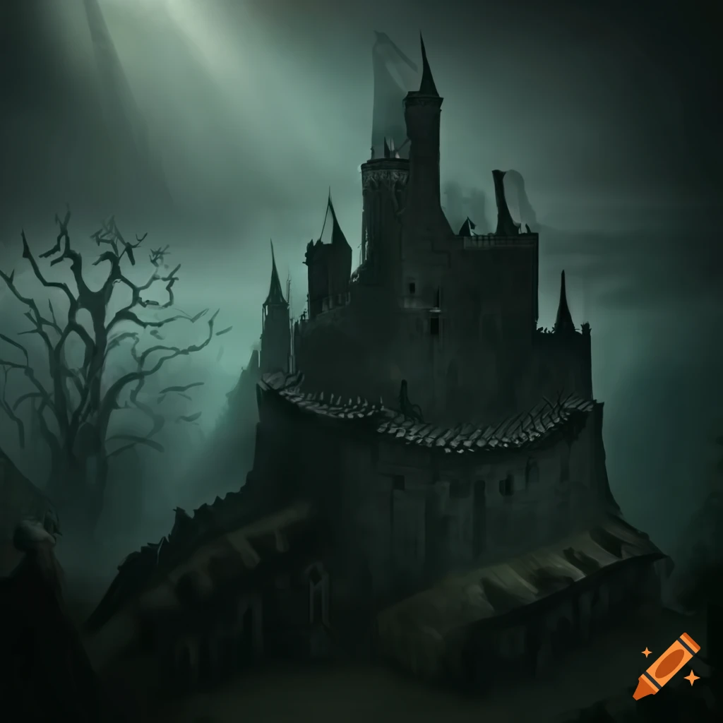 Dark castle with portcullis on Craiyon