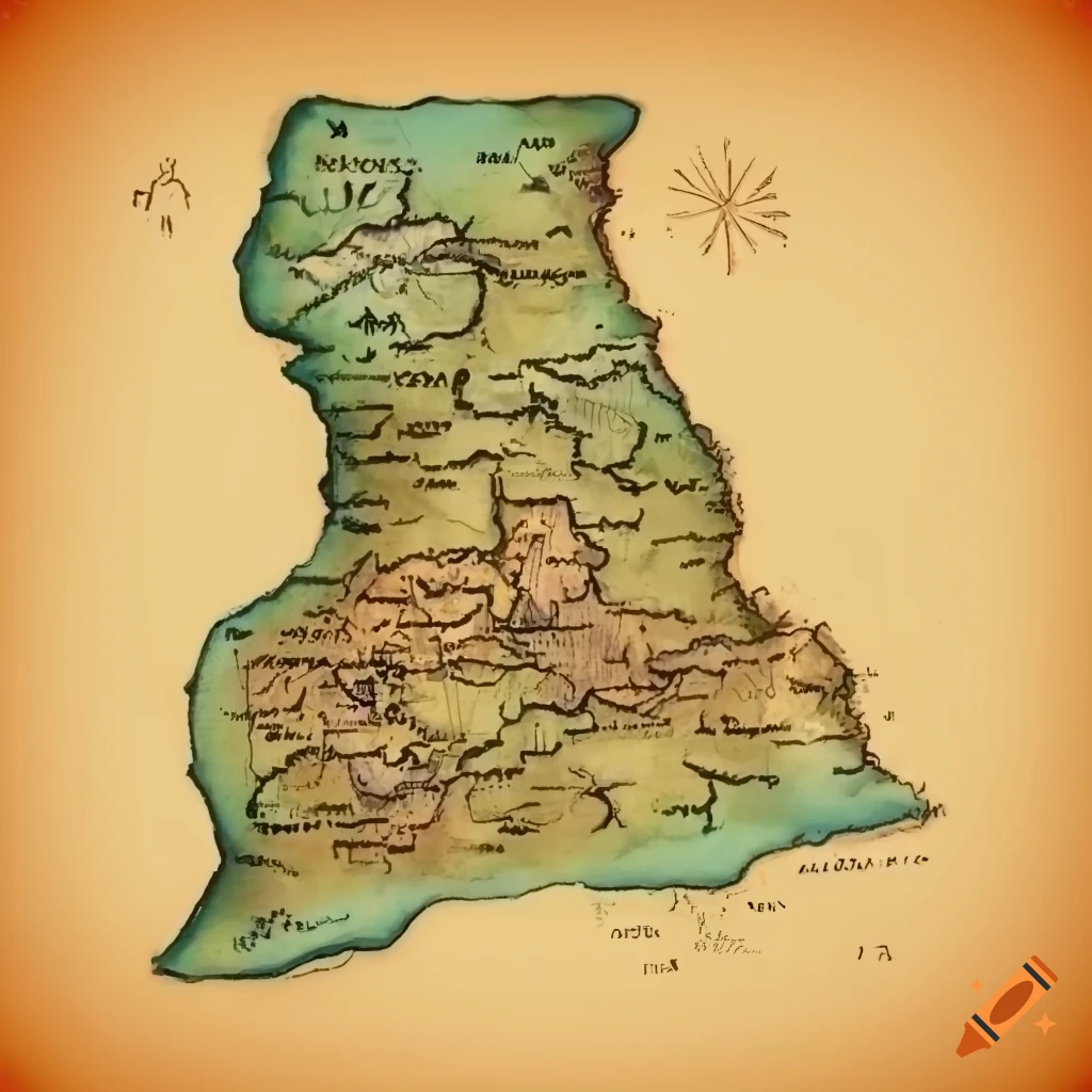 Old drawn map on Craiyon