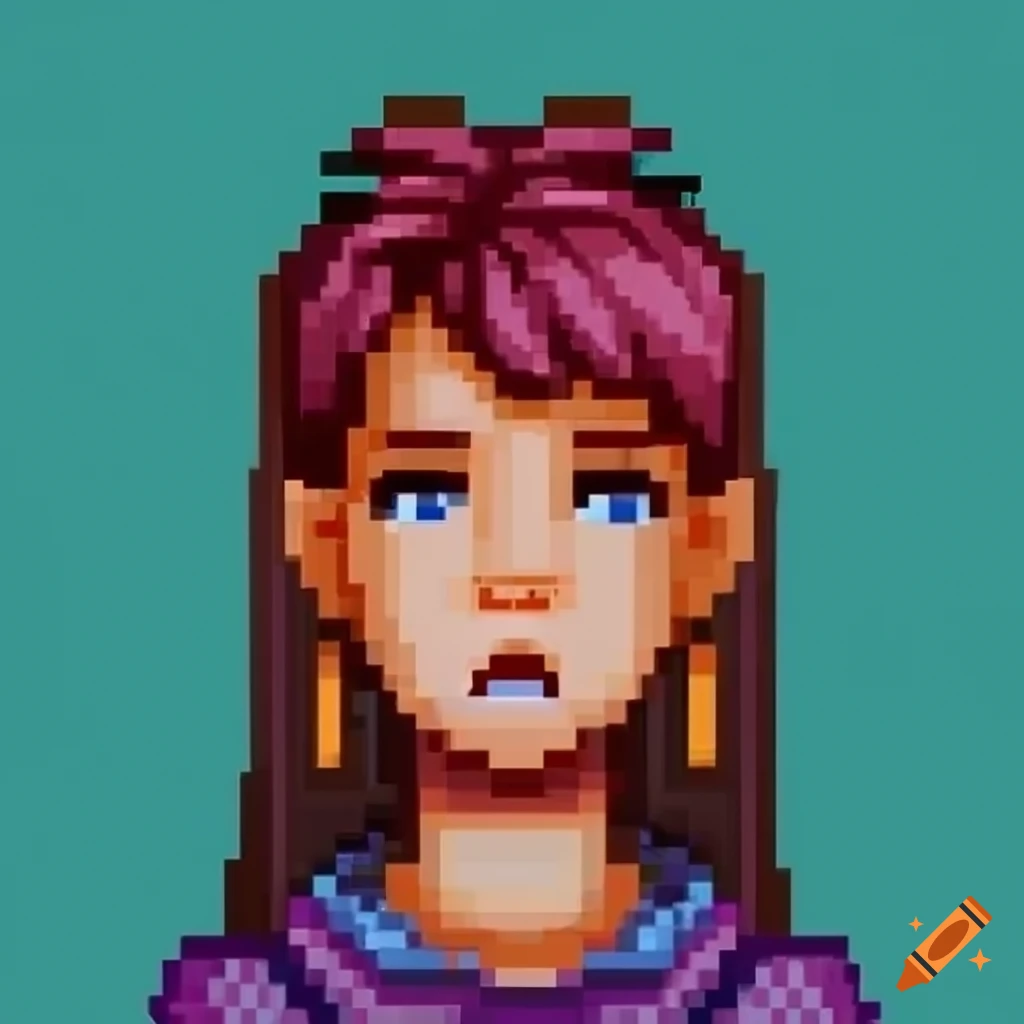 Pixel art portrait of scared girl in stardew valley style on Craiyon