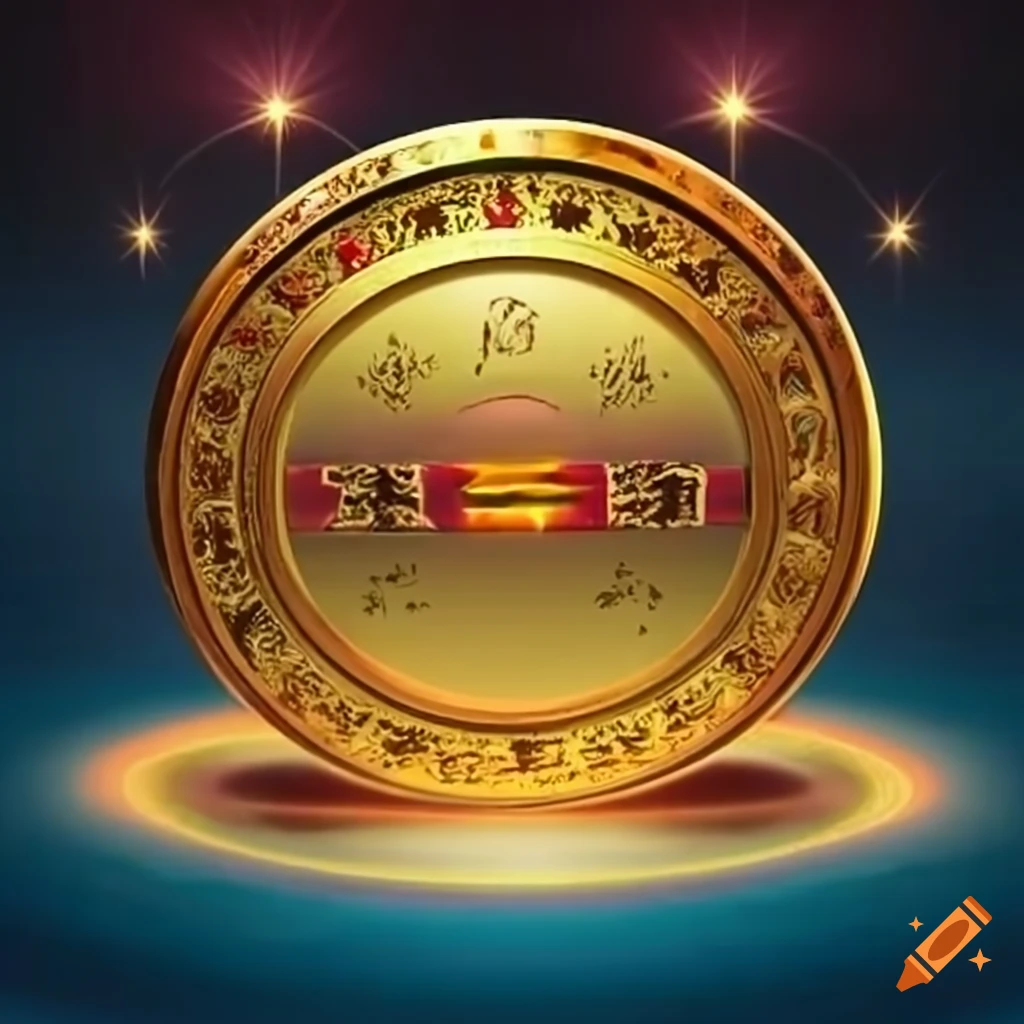 Chinese version of wheel of fortune logo with golden text on a spinning ...