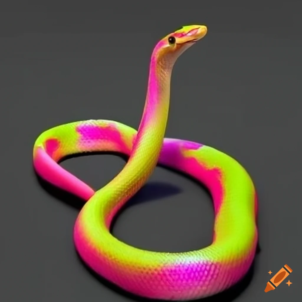 Vibrant pink and yellow neon snake on Craiyon
