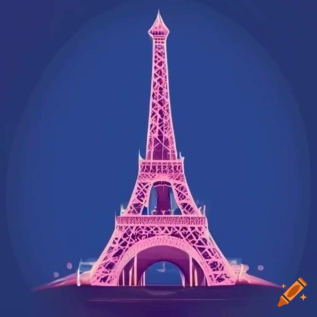 Stylized digital drawing of the eiffel tower on Craiyon