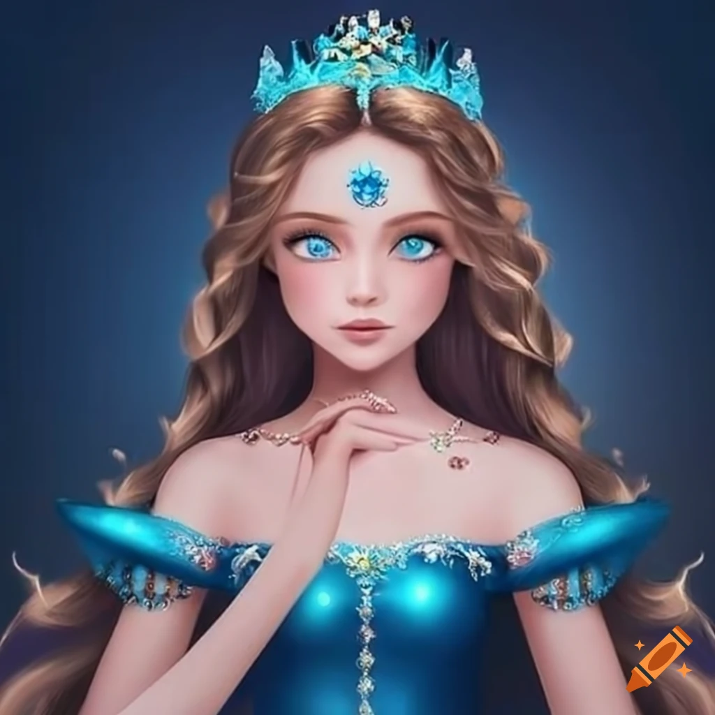 Stunning Princess With Flowing Brown Hair And Captivating Green Eyes In