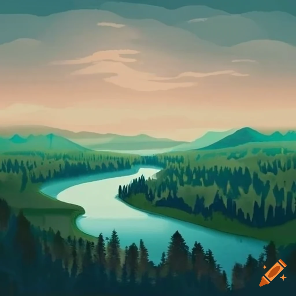 Physical map showing forest, steppe, city, mountains, moor, and rivers ...