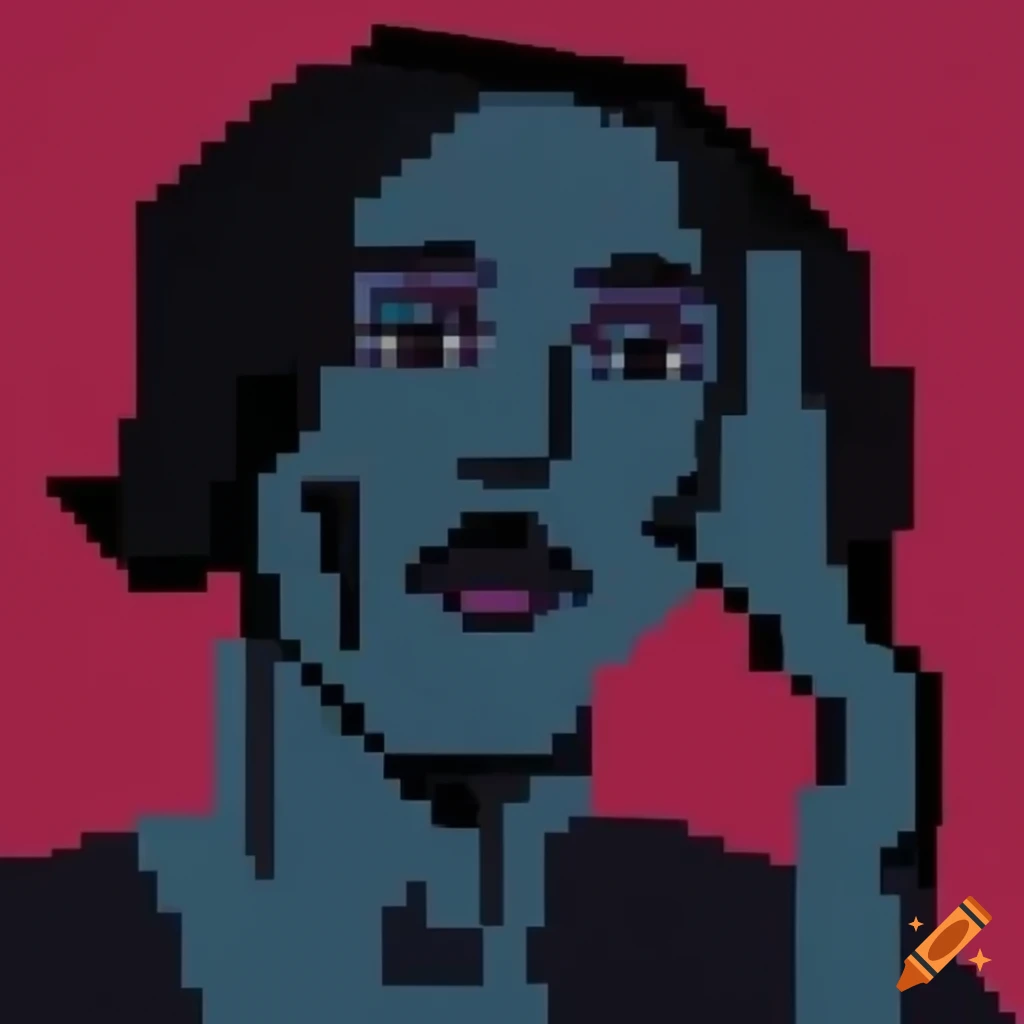 Pixelated silhouette portrait painting inspired by picasso in ps1 ...