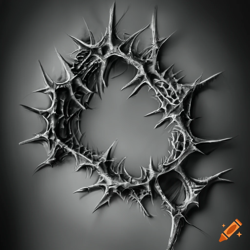 Thorny frame in high definition monochrome on Craiyon