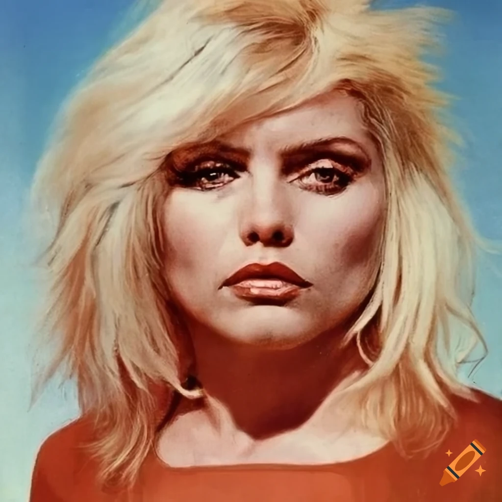 Close-up portrait of Debbie Harry of Blondie on vintage football players trade card on Craiyon