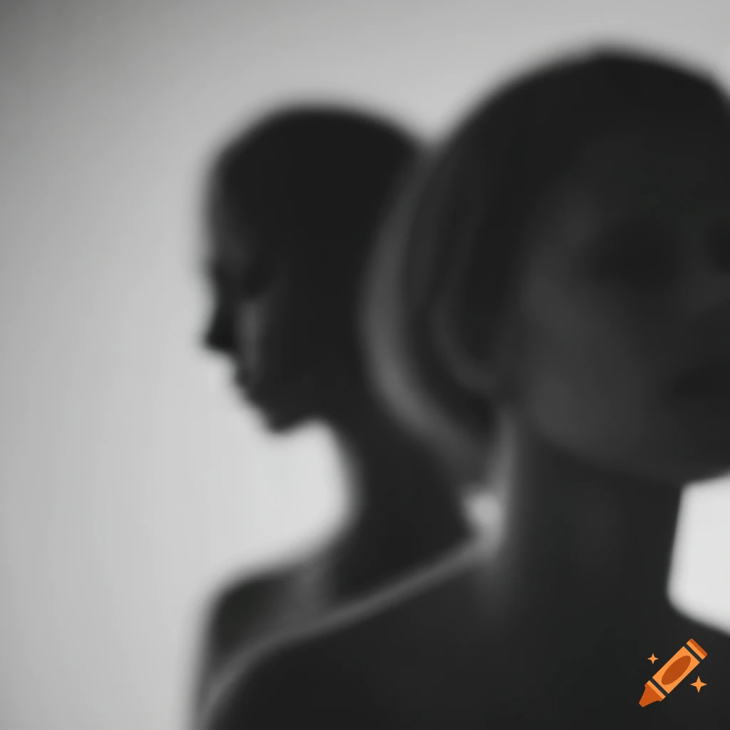 Monochrome blurry shadow of a woman on a white wall on Craiyon