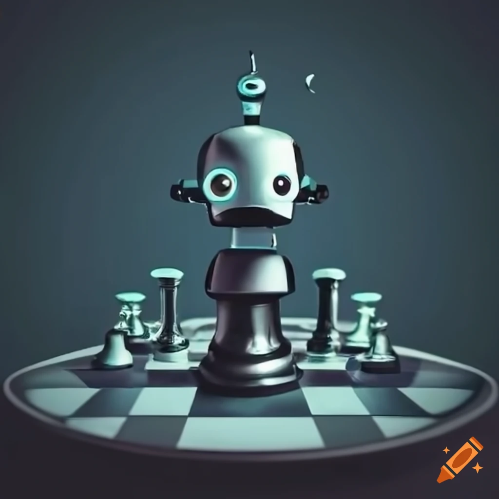 Robot playing chess on Craiyon