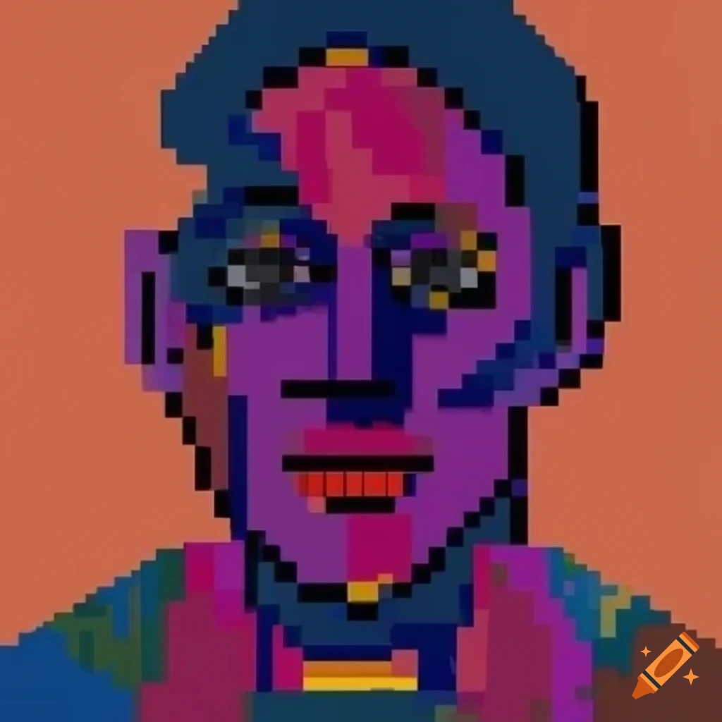 Pixelated silhouette portrait painting in the style of picasso on Craiyon
