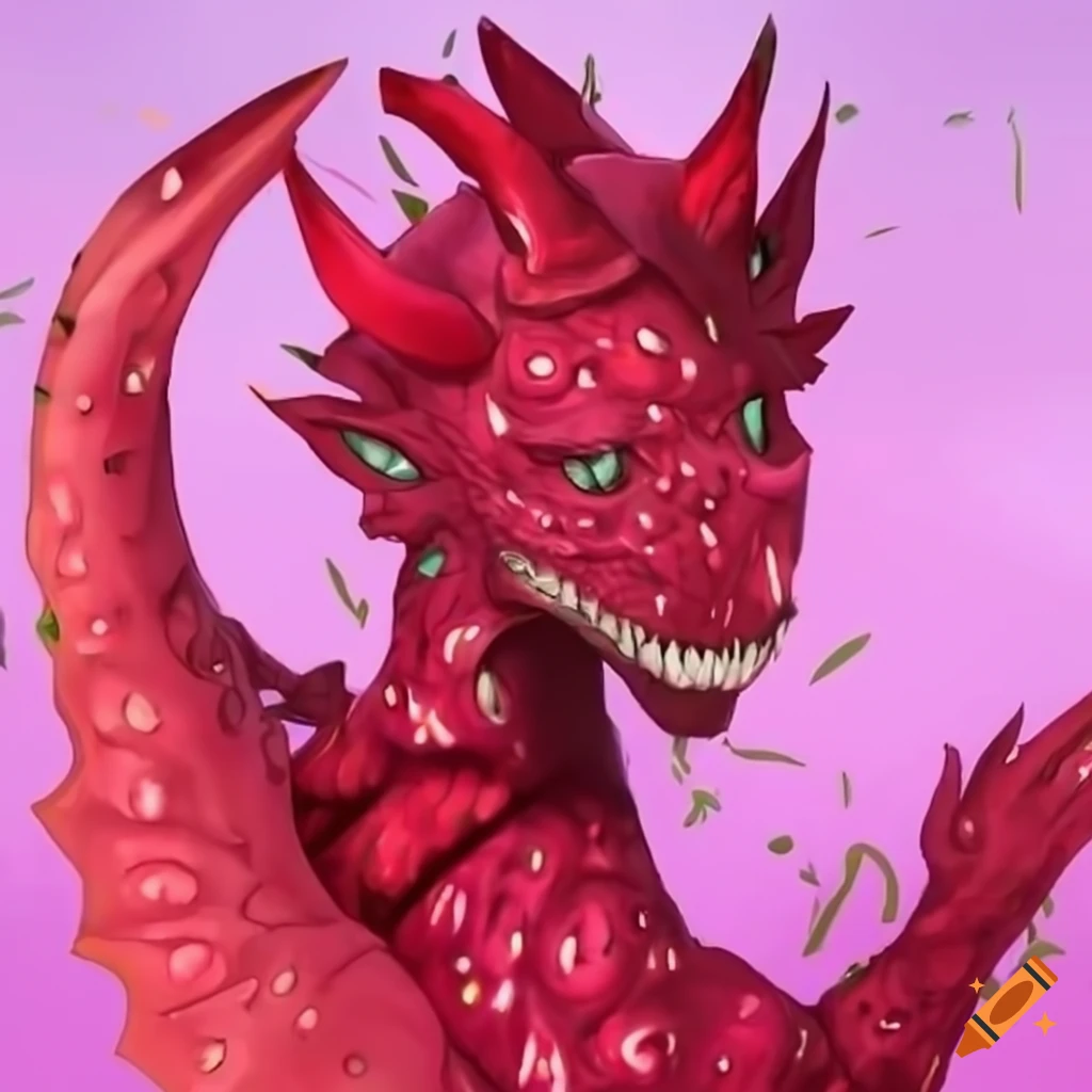 Pink strawberry dragon humanoid male on Craiyon