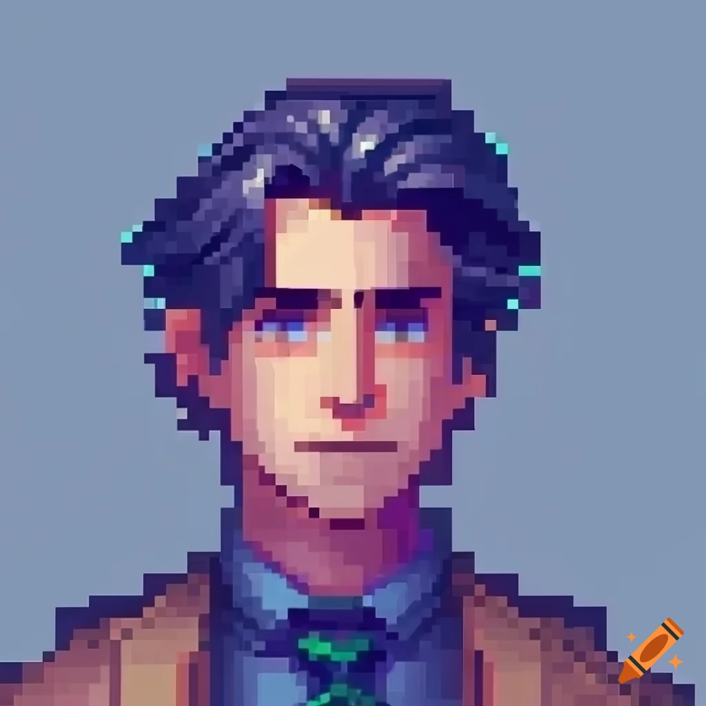 Pixel art of a wanderer, stoic scholar detective from video game ...