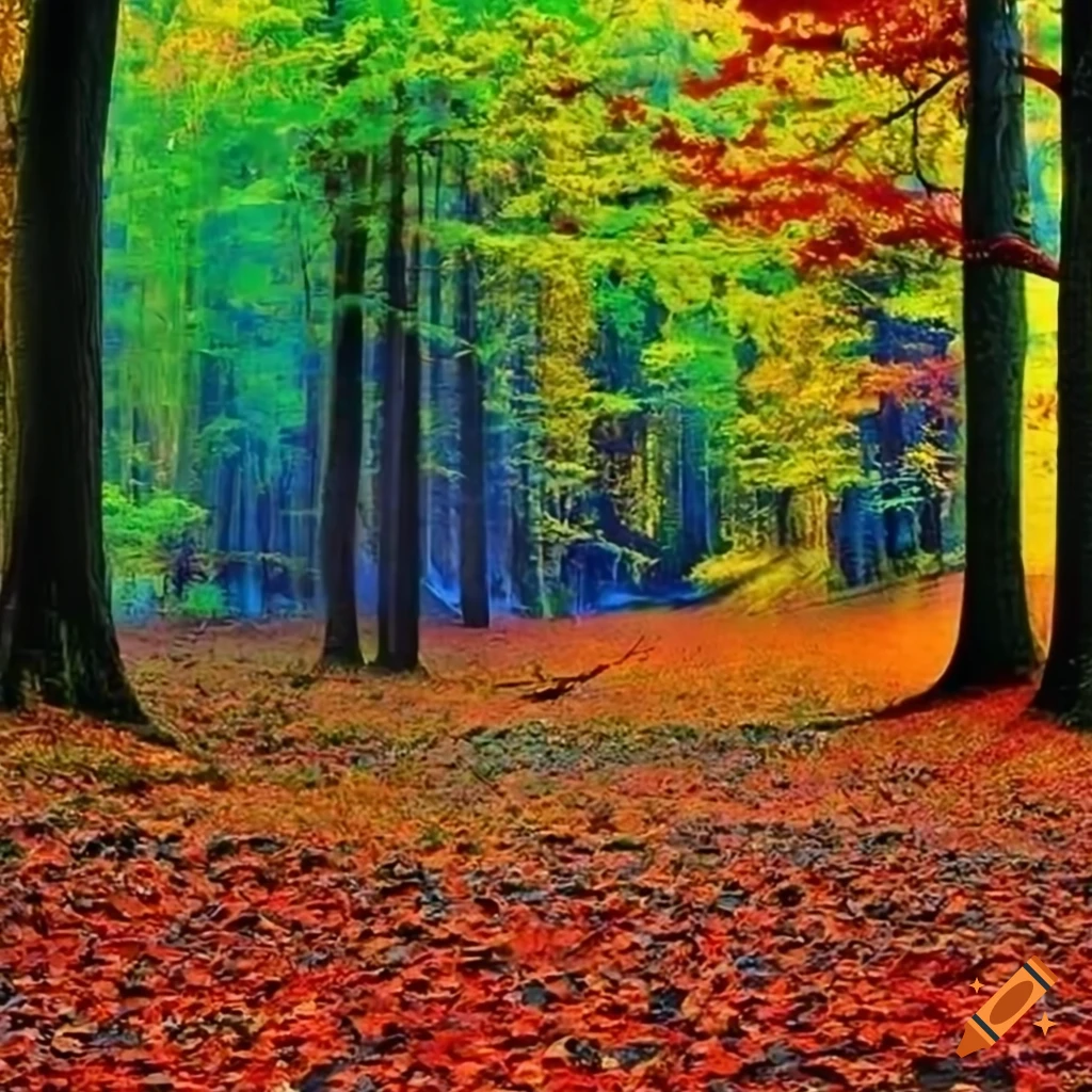 Colorful forest banner image in 1024 x 576 on Craiyon