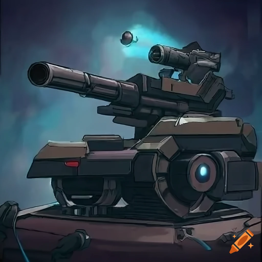 Futuristic artillery in anime style on Craiyon