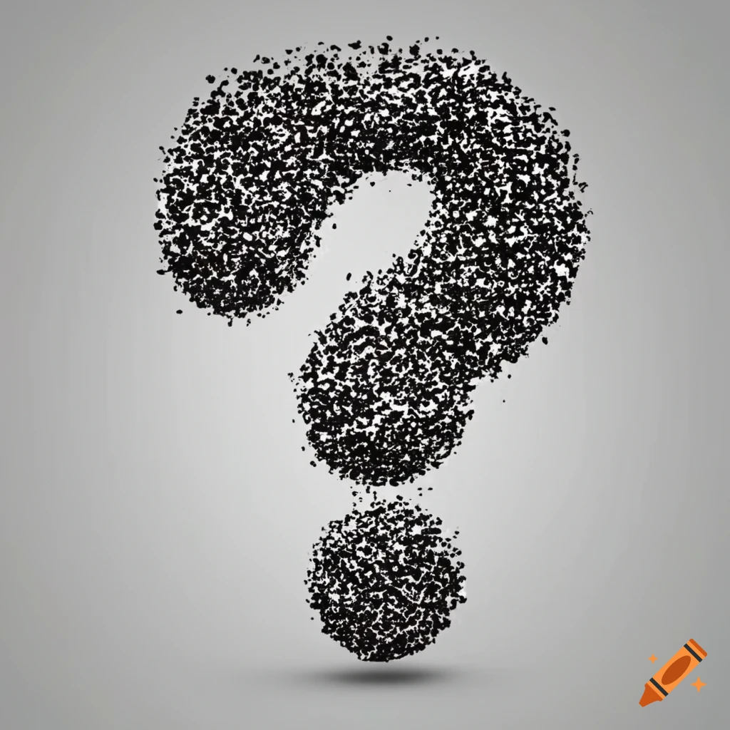 Question mark made of small particles on Craiyon