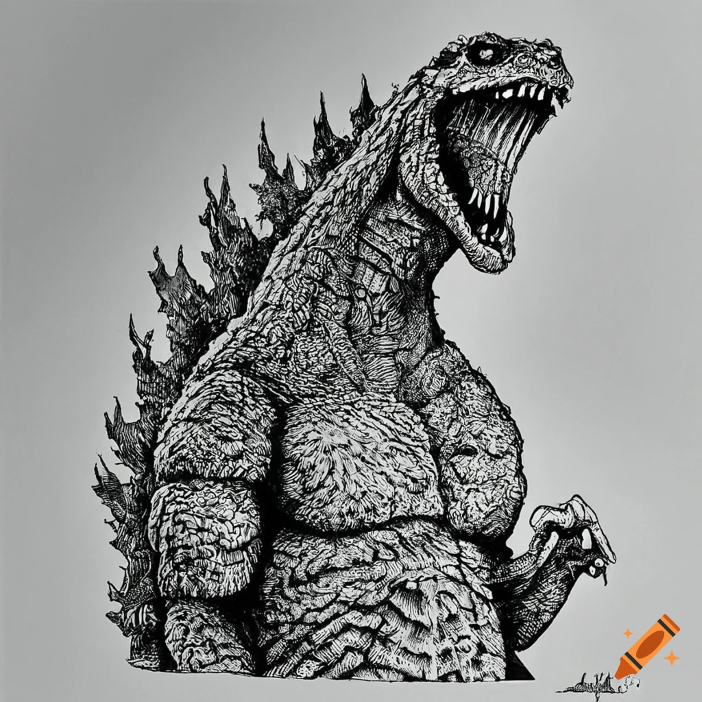 Gothic style depiction of godzilla on Craiyon