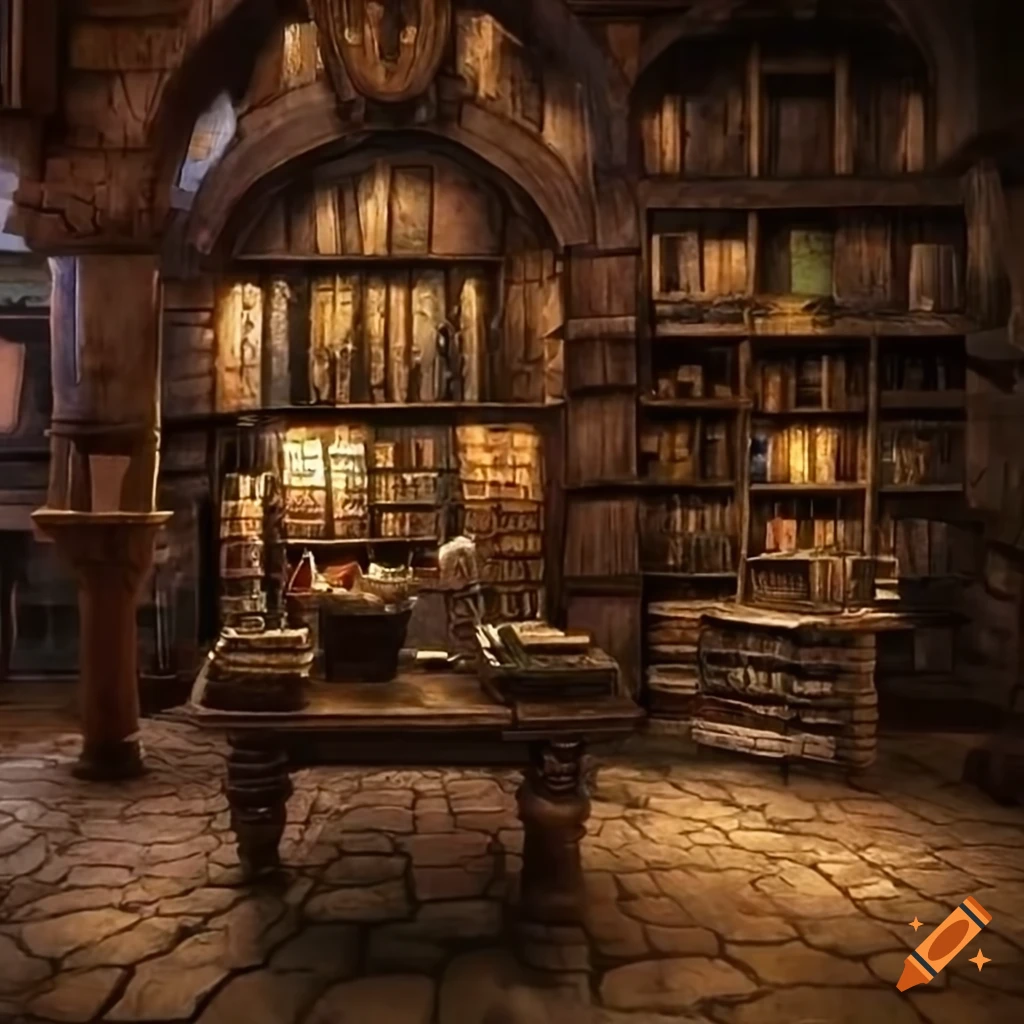 Mystical library in a fictional mountain village from the Pathfinder ...