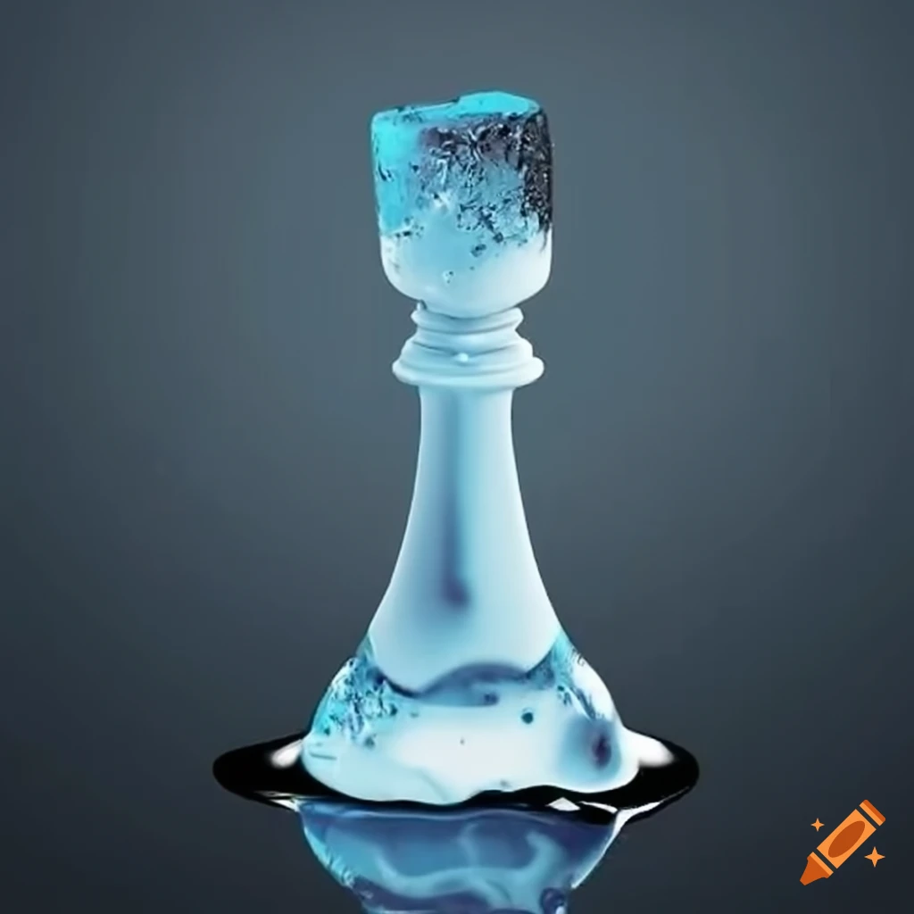 Melting ice chess piece on Craiyon