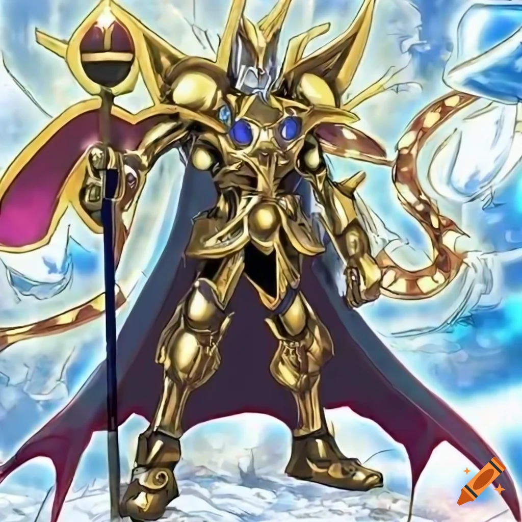 Odin depicted in the yu-gi-oh art style on Craiyon