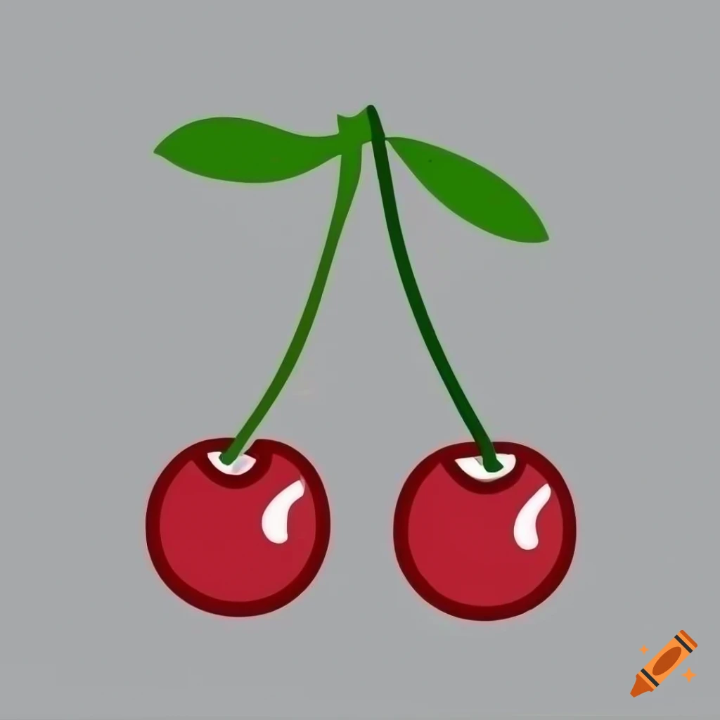 Simple cherry fruit outline on a solid background on Craiyon