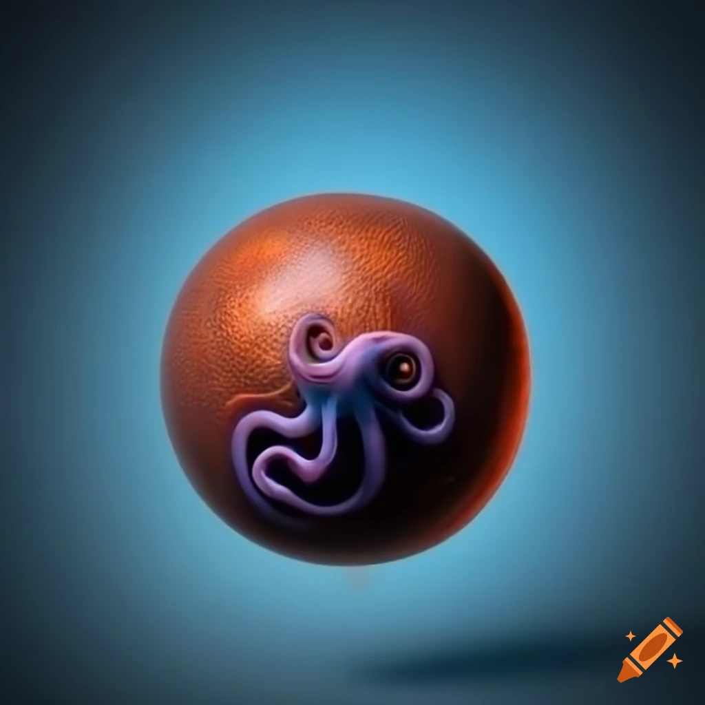 Realistic rubber orb with an octopus inside on Craiyon