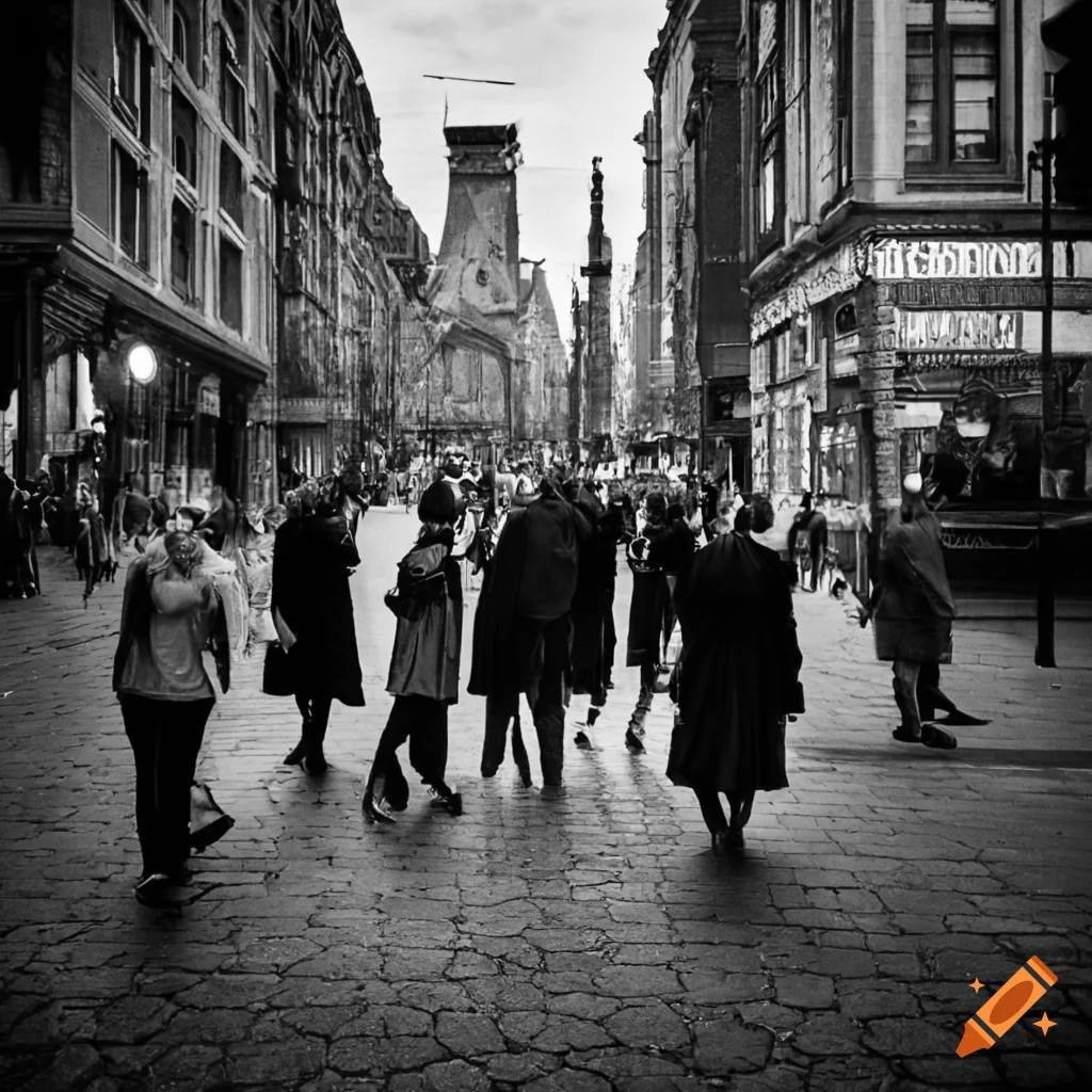 City street scene with people on Craiyon