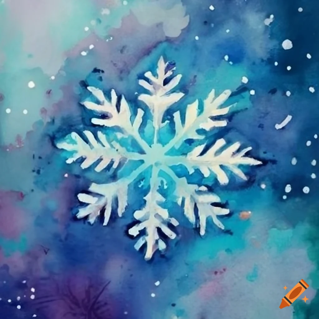 Snowflake watercolor painting on Craiyon