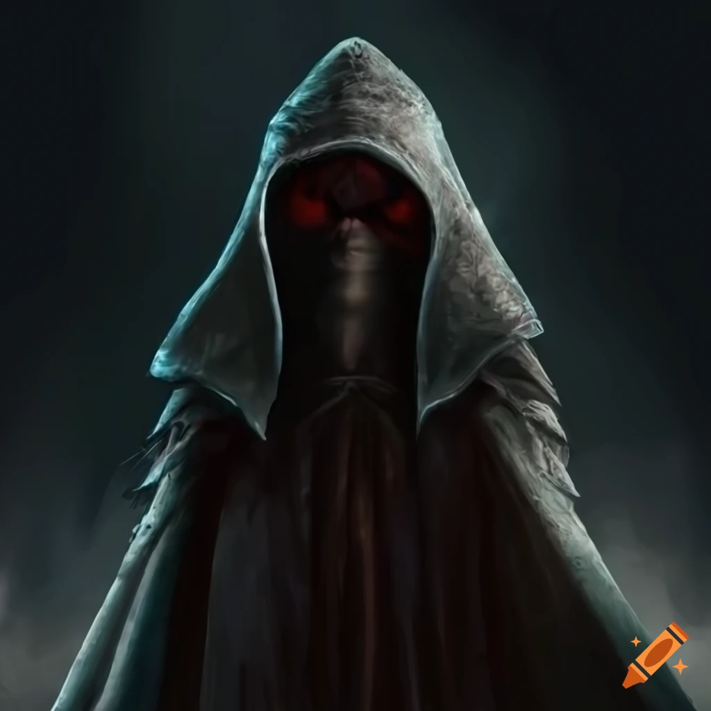 Person in tattered cloak blending with the shadows on Craiyon