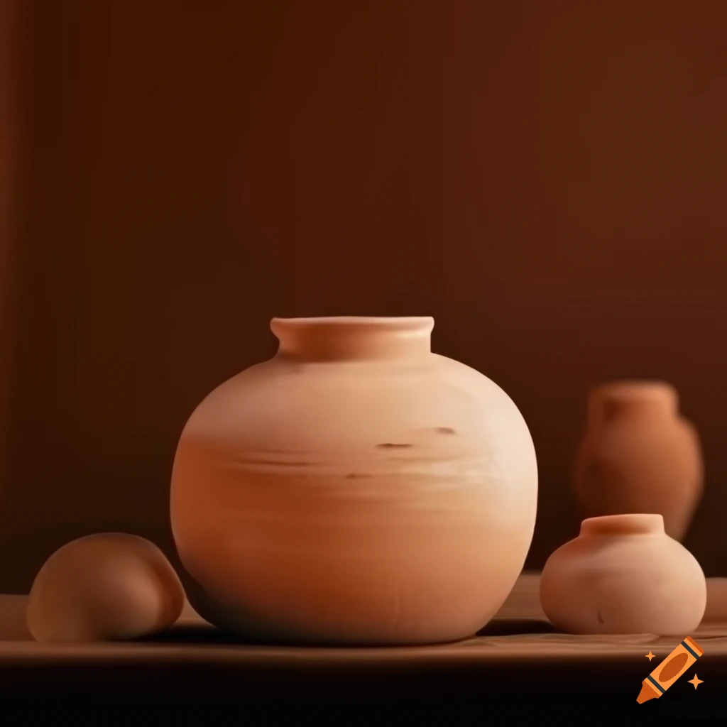 Aesthetic warm pottery with semi-blurred background on Craiyon