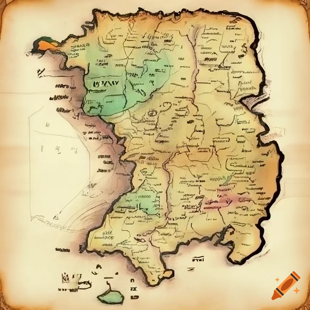 Old hand-drawn map on Craiyon