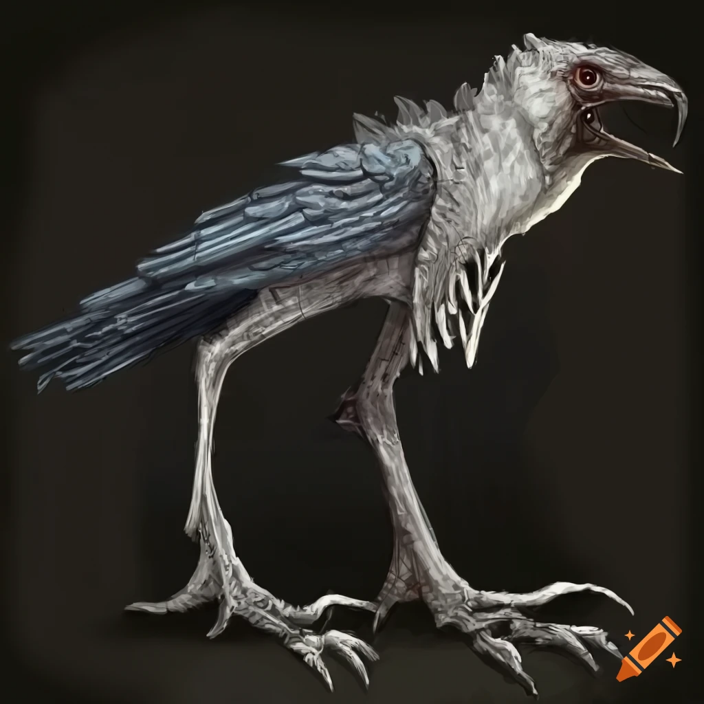 Concept art of an arctic predator cenozoic terror bird crow on Craiyon
