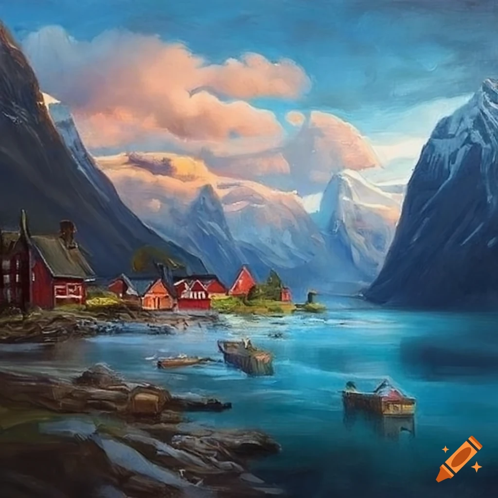Highly detailed stunning painting of norway by james gurney on Craiyon