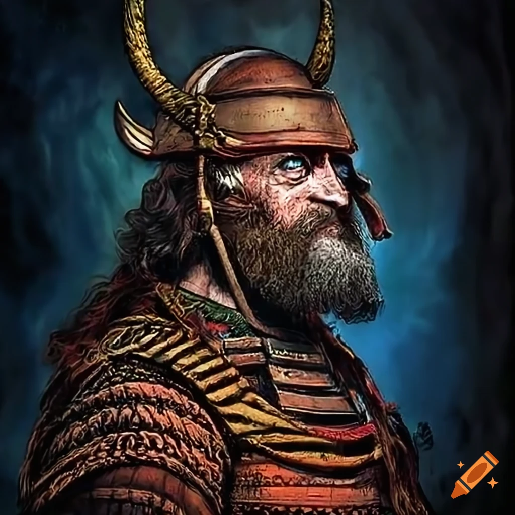 Illustration of Celtic Japanese samurai Vikings sailing in a mysterious ...