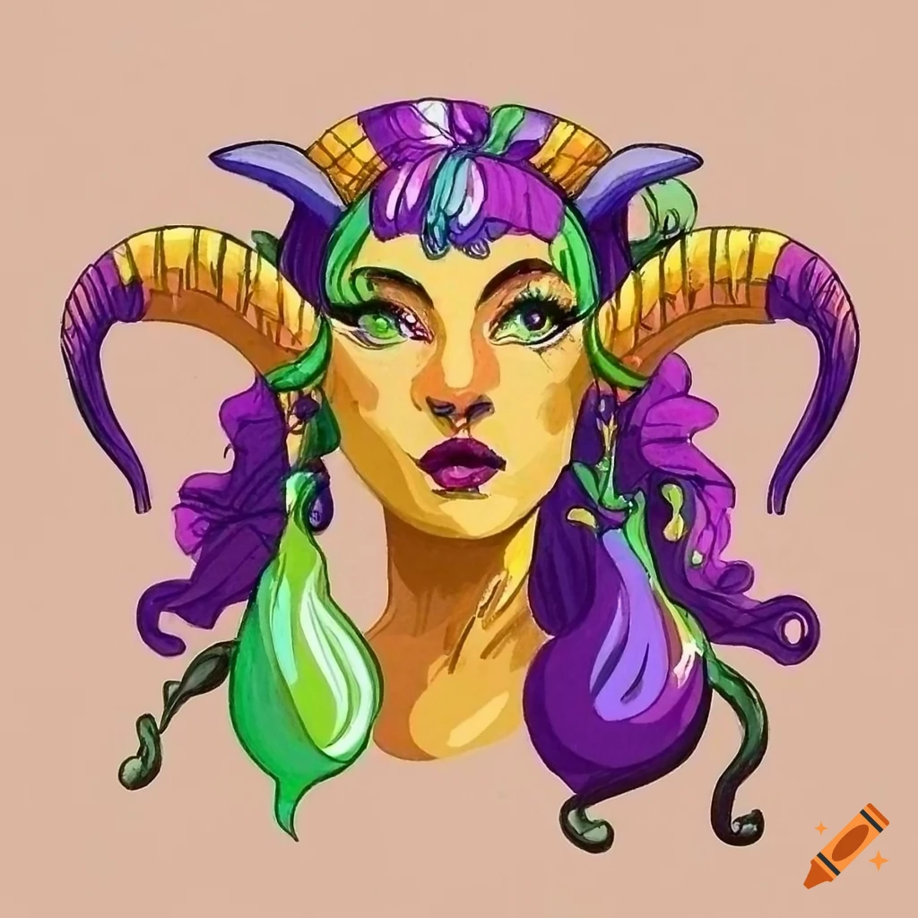 Portrait of a pretty faun or satyr with a catlike nose on Craiyon