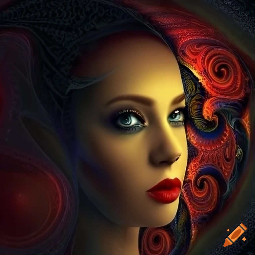 Abstract fractal art of a beautiful woman on Craiyon