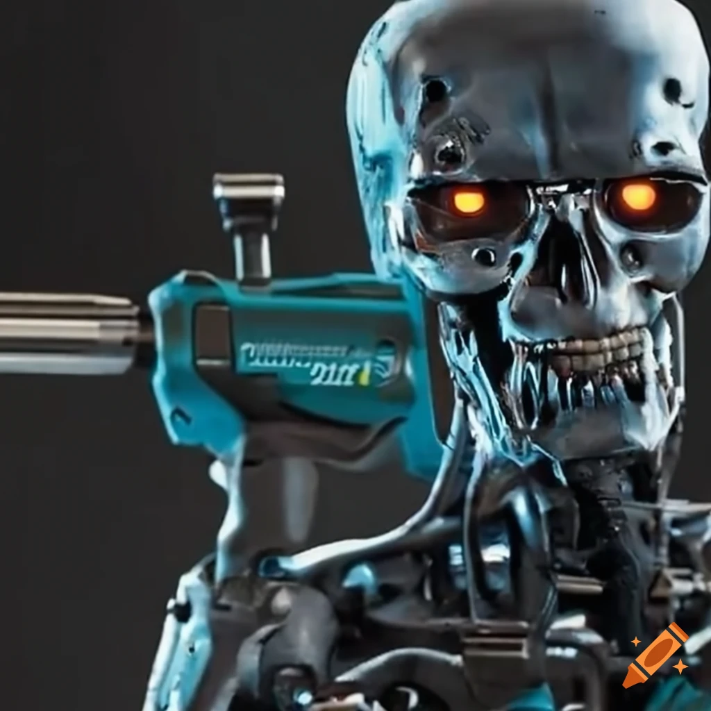 The terminator using a makita drill as a gun on Craiyon
