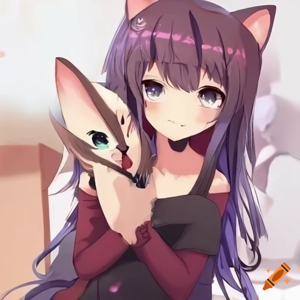 Anime cat waifu on Craiyon