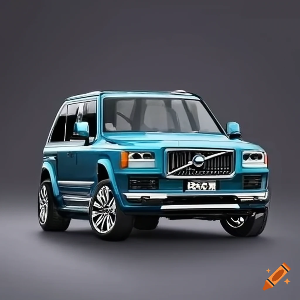 Rear view of a vintage-style volvo xc90 g63 mercedes and jimny boxy car ...