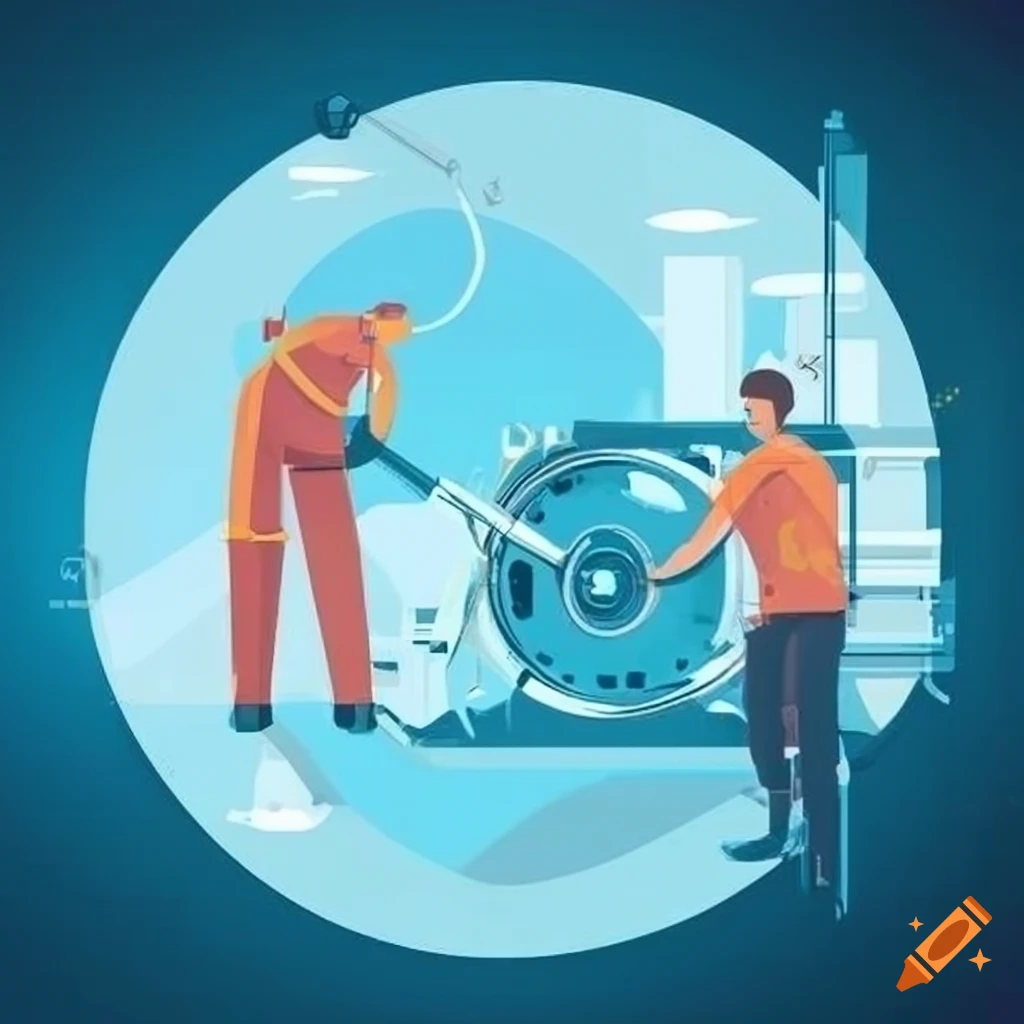 Infographic showing engine maintenance procedures on Craiyon