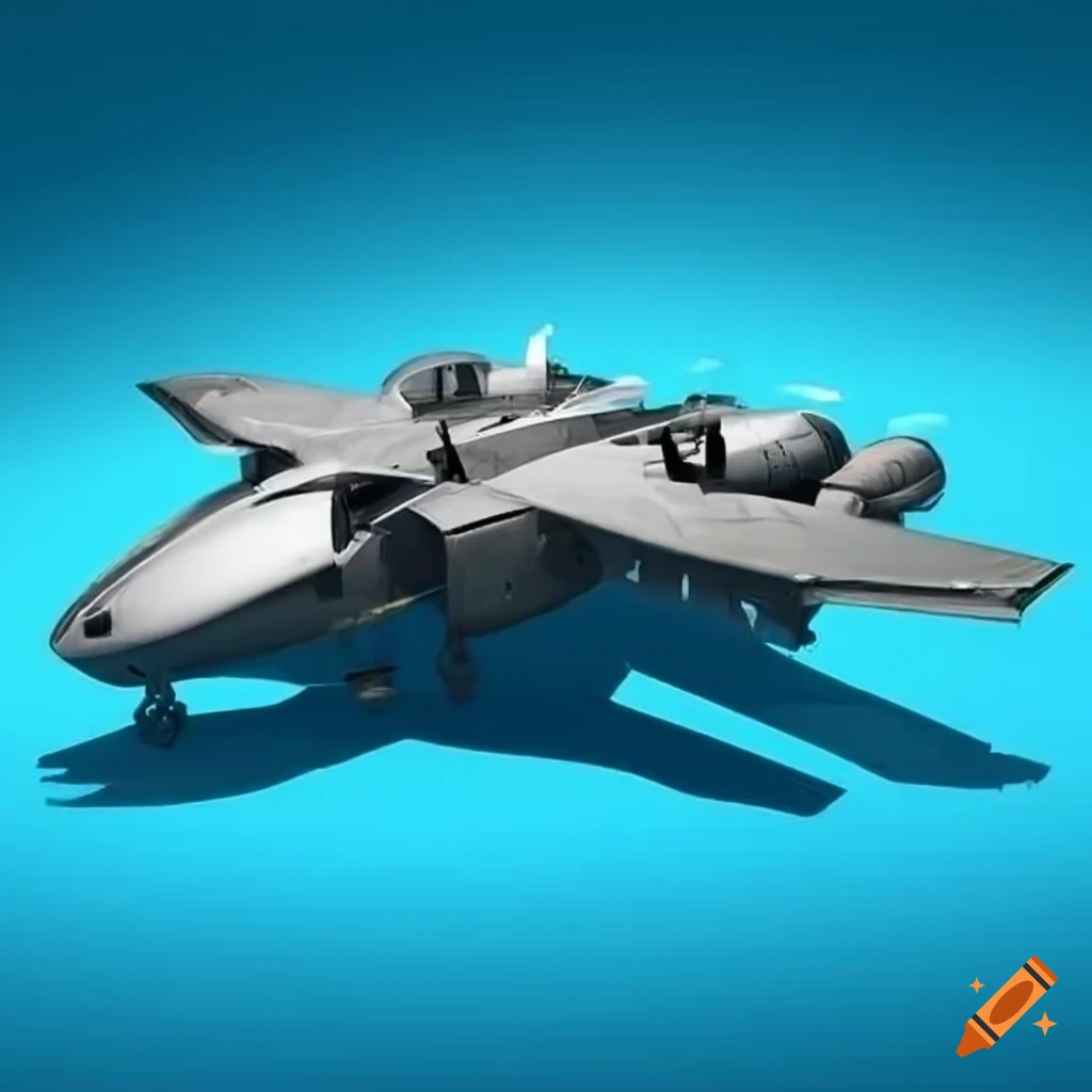Large vtol aircraft converted into a floating marketplace with open ...
