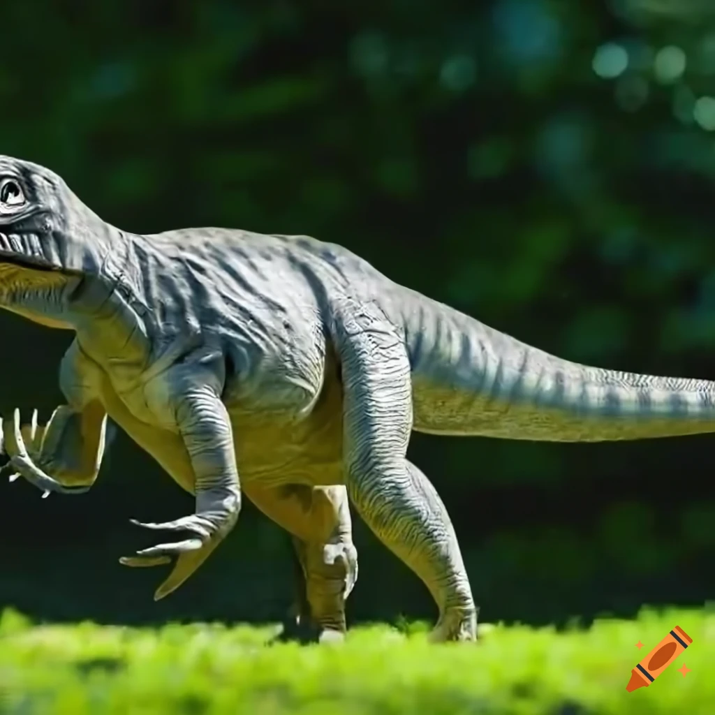 Hefty Iguanodon dinosaur with intricate lizard-like color pattern in ...