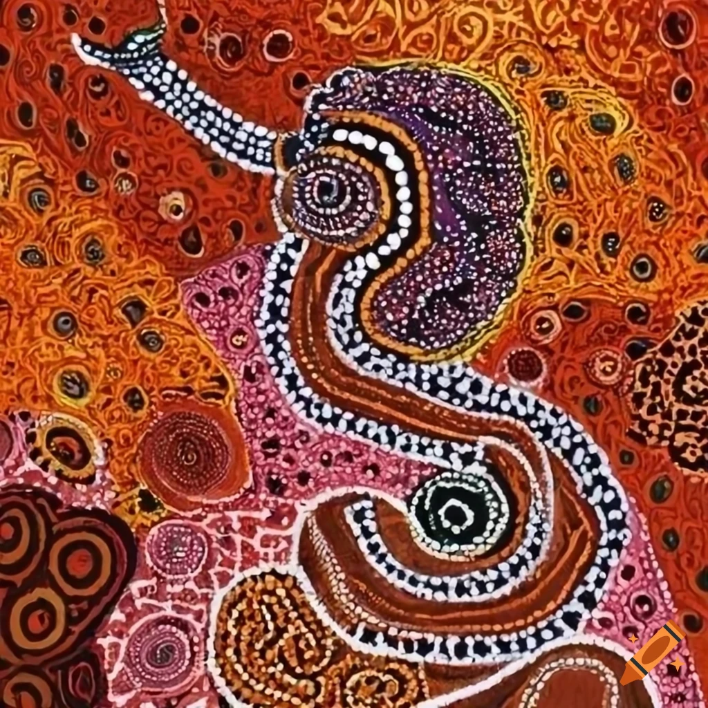 Tír na nóg depicted in australian aboriginal dreamtime painting style on Craiyon