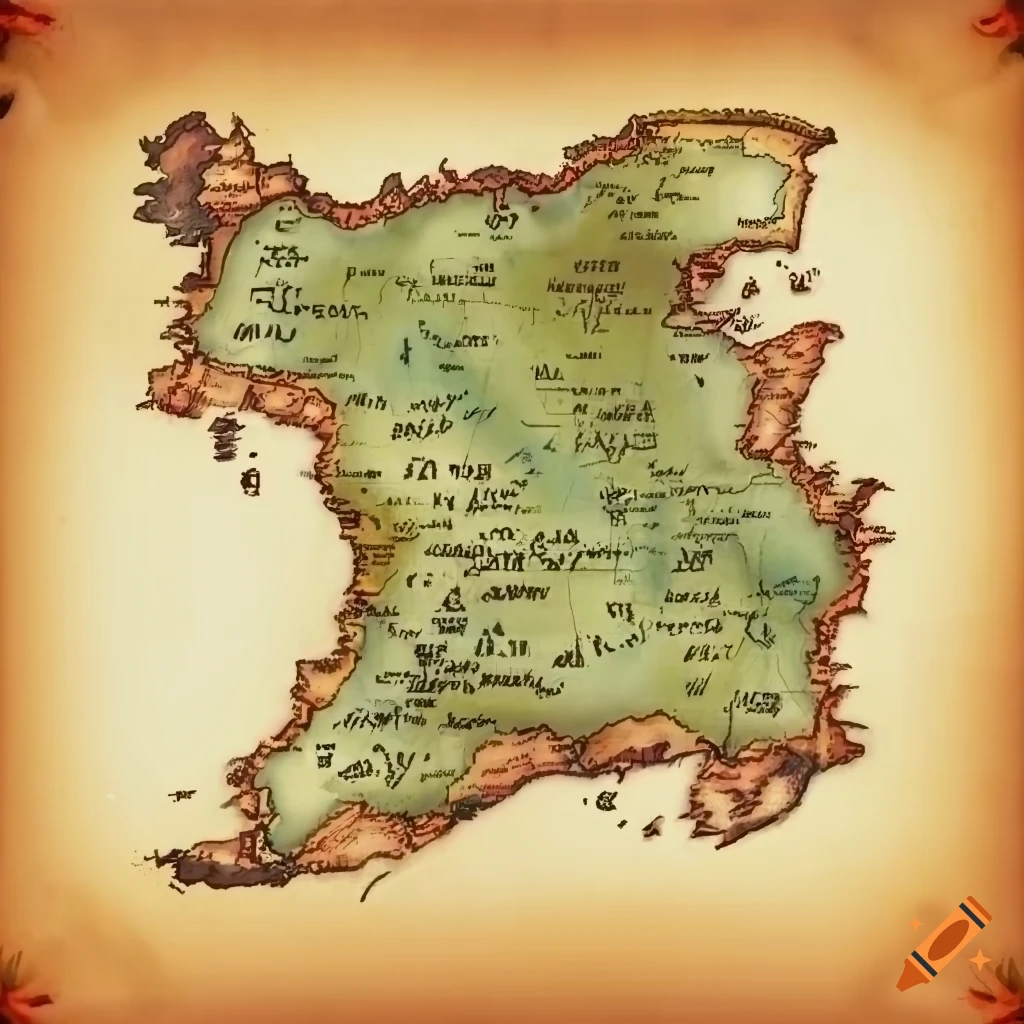 Old hand-drawn map on Craiyon