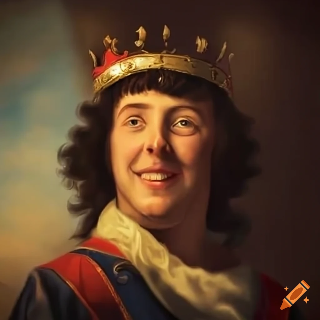 Young french king laughing joyfully on Craiyon